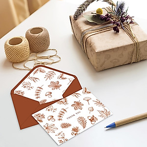 Whaline 36Pcs Fall Thank You Cards with Envelopes and Stickers Terracotta Autumn Leaves Greeting Cards Blank Note Cards for Fall Thanksgiving Supplies