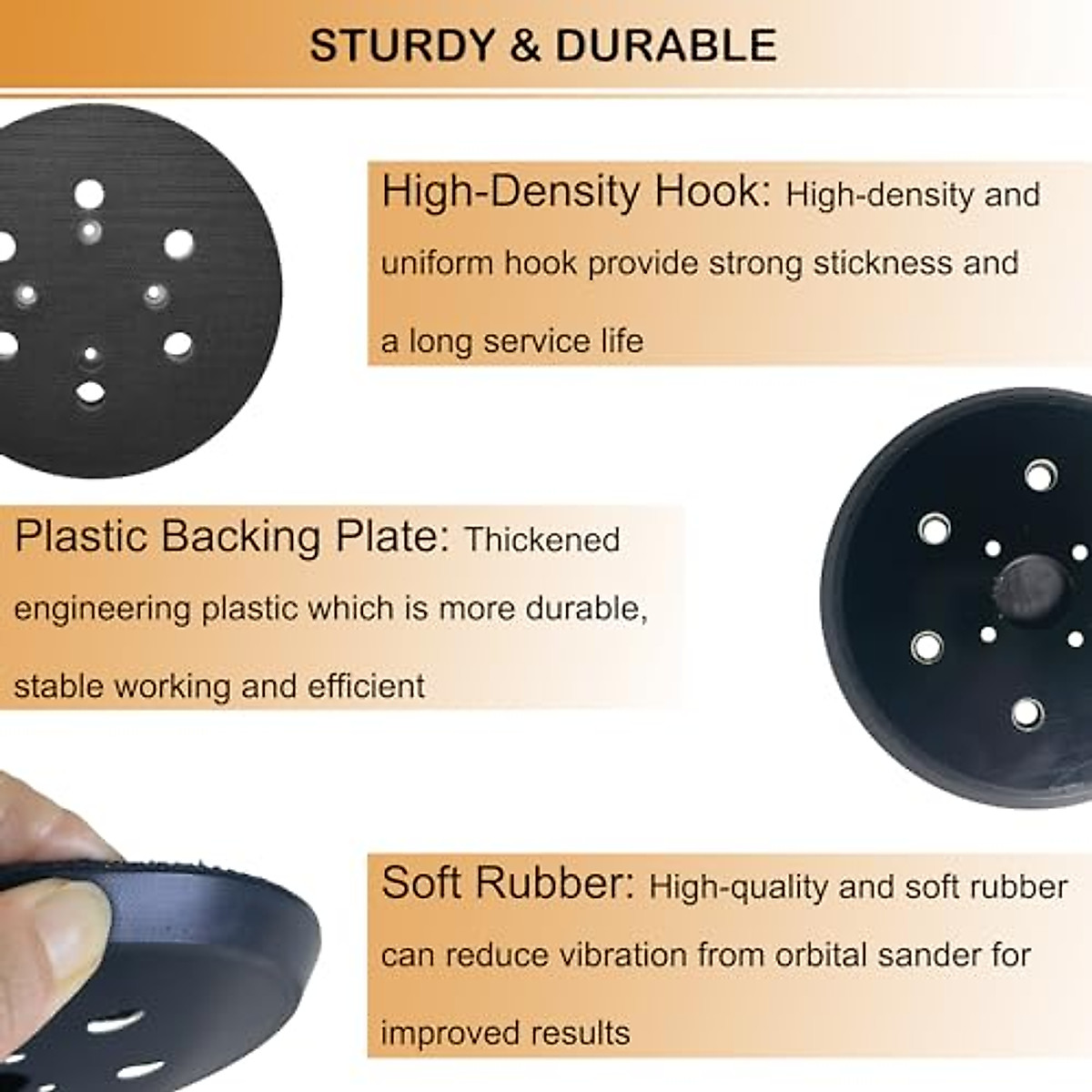 6 Inch 6 Hole Replacement Sander Pad for Ridgid R2611 Random Orbit Sander- 6" Hook & Loop Sanding Pad Work with 6 Inch Sander Disc - 1 Pack