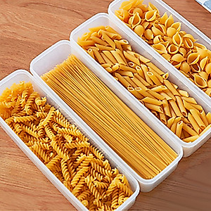 3PCS Rectangular Pasta Spaghetti Noodle Keeper Box with Cover,Pasta Canister Set,Dishwasher Safe (11.8x3.23x3.14inch)