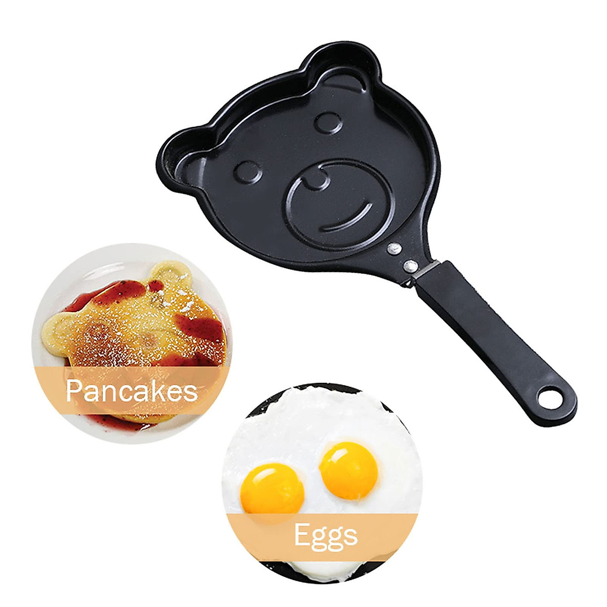 BLMIEDE Cartoon Mini Egg Pancake Frying Pan Pancake Non Stick Cookware Saucepan Breakfast Maker Egg Frying Pan Omelette Pan Silicone Forks for Cooking Eggs (B, One Size)