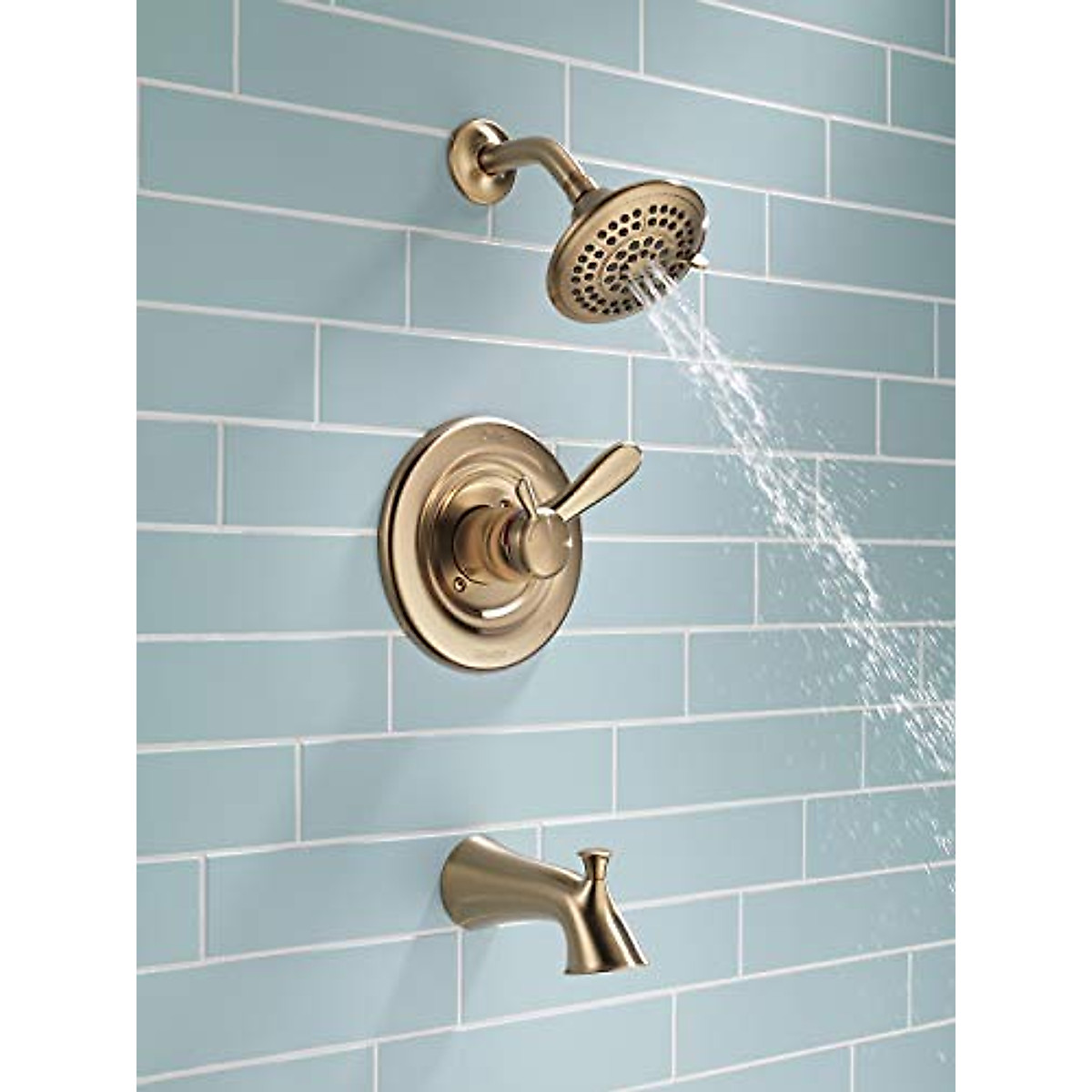 Delta Faucet Lahara 17 Series Dual-Function Tub and Shower Trim Kit with 5-Spray Touch-Clean Shower Head, Champagne Bronze T17438-CZ (Valve Not Included)