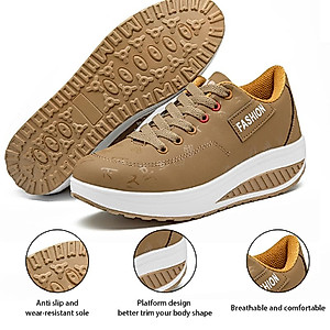 Women's Low Top Casual Walking Platform Wedge Sneakers Stylish Lightweight Sport Shoes Slip on Fashion Comfortable Running Shoes 10 Red, 10.24''Heel to Toe