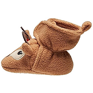 Hudson Baby unisex child Baby Cozy Fleece Booties With Non Skid Bottom, Girl Reindeer Casual Sock, Girl Reindeer, 18-24 Months Toddler US