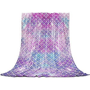 Mermaid Throw Blanket,Flannel Fleece Blanket,Soft Cozy Fuzzy Comfy Warm Cute Lightweight Blanket for Girl,Kid,Toddler,Baby-ombre Microfiber Blanket for Couch,Bed,Sofa,Chair-Crib Stroller Nap-60" x 50"