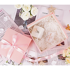 Jaywayang Medium Pink Gift Box with Lids, Ribbon and Tissue Paper, Collapsible, for Birthday, Wedding, Anniversaries, Mother's Day, 8.7x8.7x8.7 Inches
