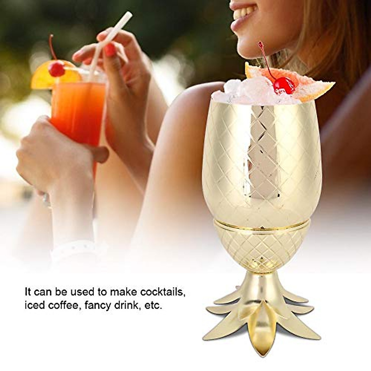 Fdit Stainless Steel Pineapple Cocktail Mixer Drinking Shaker Bar Accessories Pineapple Shape Cocktail Cup