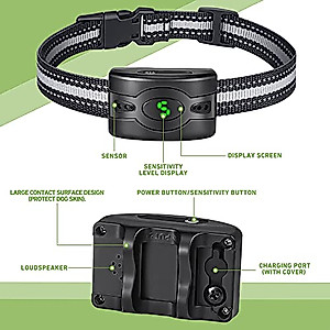 2 Pack Rechargeable Dog Bark Collar, Anti Barking Collar with 5 Sensitivity, No Shock Bark Collar with Vibration&5 Variable Beep, IP67 Waterproof Smart Bark Training Collar for Large Medium Small Dogs