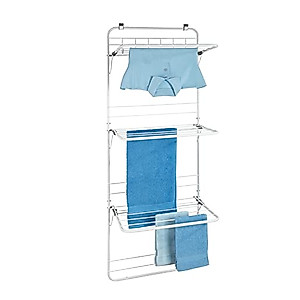 WENKO 63010100 Over The Door Laundry Dryer - Clothes Stand for Hanging up, Powder-Coated Metal, 51 x 142 x 41 cm, White