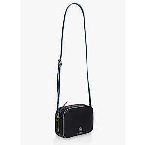 Kurt Geiger Women’s Richmond Leather Rainbow Stitch Camera Bag Crossbody, Black