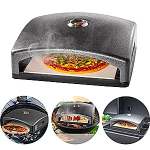 Outdoor Pizza Oven with 12'' Pizza Stone,Pizza Oven for Gas Grill Charcoal Grill,Grill Pizza Oven for Outdoor Grill Outdoor Kitchen BBQ Picnics (15.7''x13.8''x 5.5'')