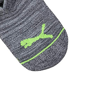 PUMA Baby 6 Pack No Show Socks, Gray/Green, 2-4T