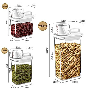 ALREMO Cereal Dispenser Easy Flow Storage Jar Plastic Food Containers Kitchen Food Cereal Storage Containers with Graduated Cap,plastic Storage Jars,cereal Plastic Grocery Container (2300ML)