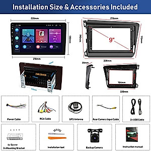 Android 2G+32G Car Stereo for Honda Civic 2012 2013 2014 2015 with GPS Navigation 9 inch HD Touchscreen Car Radio with Bluetooth FM in Dadh Head Unit with WiFi Mirror Link EQ Subwoofer Backup Camera …