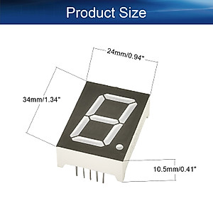 Bettomshin 10Pcs LED Digital Tube Common Cathode 10 Pin 1 Bit 1.34 x 0.94 x 0.31inch(LxWxH) 1" Red Display Digital Tube 10016AS