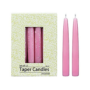 Zest Candle 12-Piece Taper Candles, 6-Inch, Pink