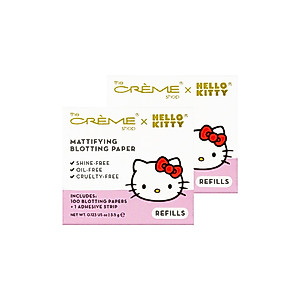 The Creme Shop x Hello Kitty - 100 High Absorbent Sheets with Adhesive Strip - Provides Shine-Free, Fresh, Flawless Skin Mattifying Blotting Paper Refills (200 Count 1 Pack)"