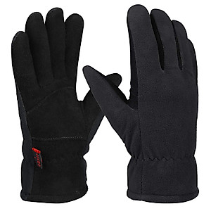 OZERO Winter Gloves for Men & Women | -30℉ Warm Thermal Running Cycling and Work Gloves for Men Cold Weather | Deerskin and Polar Fleece Insulated Winter Gloves Men