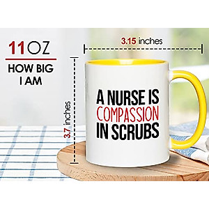 Bubble Hugs Nurse 2Tone Yellow Mug 11oz - A nurse is compassion - Labor Clinical Certified Nursing Assistant Surgical Emergency Oncology Practitioner