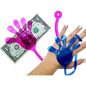 Fun a Ton Giant Snap Hand-Jumbo Sticky Hands Toy (4 Pack Assorted) Large Stretchy Toy for Kids. Party Favors, Classroom Prizes, Birthday Gifts Easter Day Goodie Bags Stuffers Bulk. 414-4s