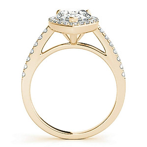 PB Collection 3 Ct Pear Shaped Cubic Zirconia Solitaire Halo Engagement Ring in 14K Yellow Gold Over 6