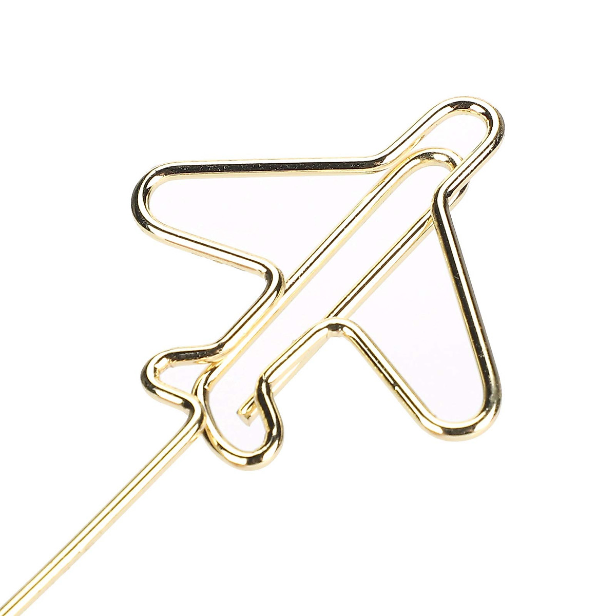 Cyrank 10pcs Table Number Holders, 3.9in Gold Place Card Holders Centerpieces Photo Holder Clips Wire Picture Clips Airplane Design Memo Note Photo Stand