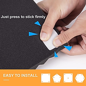 Sonicism 60 Pack Pyramid Double Sided Tape Squares for Acoustic Foam Sheets, Heavy Duty Wall Mounting Tape Squares for Polyester Foam Acoustic Panels, 1.4-in Squares, Transparent