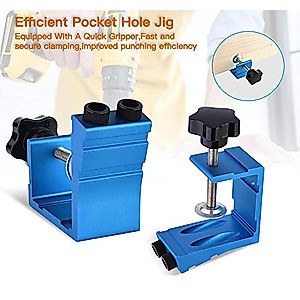 AeKeatDa 47PCS Aluminum Pocket Hole-Jig Kit Woodworking Inclined Hole Positioner for Woodworking Angle Drilling Holes