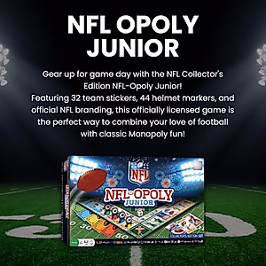 Masterpieces NFL-Opoly Junior Board Game - Collector's Edition Set for Ages 6+ - Officially Licensed NFL Opoly Jr Board Game