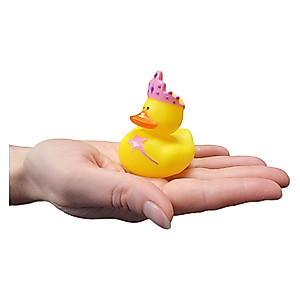 Cool Rubber Duckies for Girls Pink and Purple Princess Star (2") Standard Size. (12 Pack) Cute Duck Bath Tub Pool Toys. (Princess Rubber Ducks)