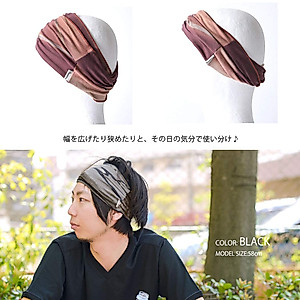 CHARM Mens Tie Dye Bandana Headband - Japanese Head Wrap Womens Hippie Hair Band Marble Black