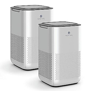 Medify Air MA-15 Air Purifier with H13 True HEPA Filter | 330 sq ft Coverage | for Allergens, Wildfire Smoke, Dust, Odors, Pollen, Pet Dander | Quiet 99.7% Removal to 0.1 Microns | Silver, 2-Pack