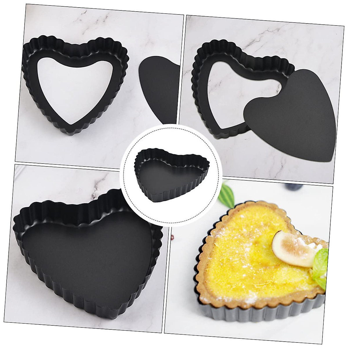 Abaodam 3pcs Live Bottom Baking Tray Cake Pan Oven Safe Mini Muffin Metal Dies Heart Cake Heart Tart Pan Kitchen Baking Tool Diy Baking Tray Chrysanthemum Bakeware Dessert Plate Egg Cake