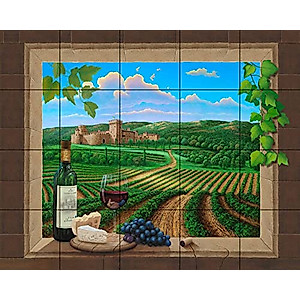 Ceramic Backsplash Tile Mural Wine Themed Kitchen - Life is Good - David Miller