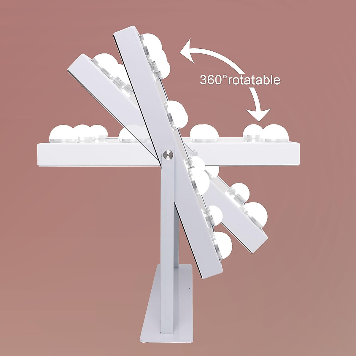 Fenair Lighted Vanity Mirror with Lights Speaker and Wireless Charging,Makeup Mirror with Lights and 10X Magnification Hollywood Mirror with 9 Dimmable LED Bulbs(White)