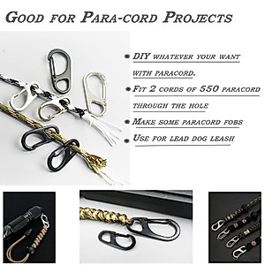 Bytiyar Small Carabiner Clips 1.85inch (47mm) Metal Snap Hooks with Fixed Eye Spring Gate Keychain Parocord Rope Clasps Accessories, 6 Pcs Black