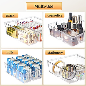 CherHome Drawer Organizer，2PCS Clear Organization and Storage Set，Desk Drawer Organizer Food Snack Organizer，Plastic Organizer Bins for Kitchen Drawer，Bathroom，Makeup and Office(13 X 8.9 X 2.3in)