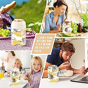 CUPADA Tropical Jungle Leopards Food Jar for Hot and Cold, Insulated Food Jars Vacuum 17OZ with Folding Spoon for Work Trip Picnic Camping