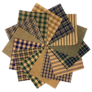 40 Cozy Charm Pack, 6 inch Precut Cotton Homespun Fabric Squares by JCS