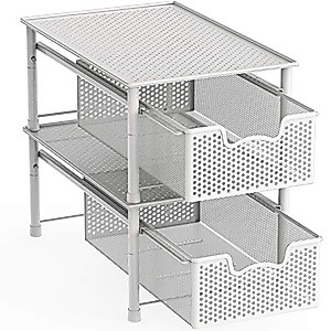 Simple Houseware Stackable Cabinet Basket Drawer Organizer, White
