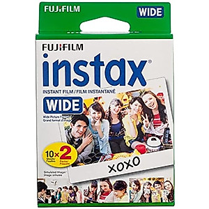 Fujifilm Instax Link Wide Smartphone Printer Mocha Grey + Fuji Instax Wide Instant Film Value Pack (20 Sheets) with Film Stickers, Frames Wireless Bluetooth Printer