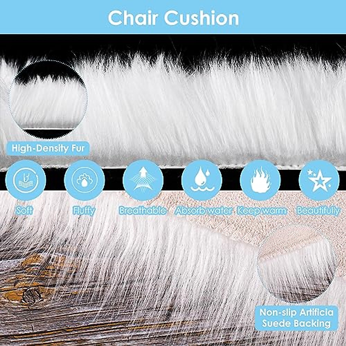 WLLHYF White Faux Fur Rug, 20x12inch Ultra Soft Area Rugs Small Luxury Fluffy Rugs for Bedroom Bedside Rug Furry Carpet Living Room Carpet for Dorm Home Decor (White)