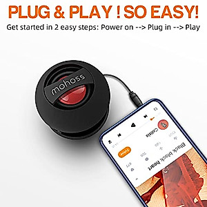 Mini Bass Speaker, mohoss Portable Plug in Speaker with 3.5mm Aux Audio Input, Rechargeable External Hamburger Speaker for iPhone Android Smartphones Laptop Tablet iPod MP3