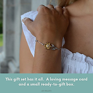 Granddaughter Gifts From Grandma, 925 Sterling Silver Bracelet, Granddaughter Gifts For Graduation Birthday Mothers Days Holidays Sunflower Bracelet Gift Set gdfgensf26