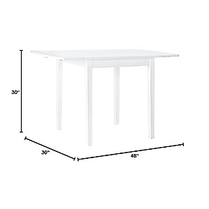 Linon White 30" Square 30" X 48" Fully Extended Torino Drop Leaf Table