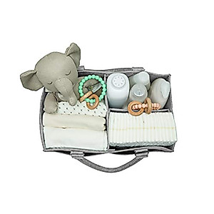 Babynma Felt Diaper Caddy - Extra Large Storage for Baby and Toddler Items - Portable Organizer Easily Holds Diapers, Wipes, Clothing, Burp Cloths, Toys, Bottles - Useful for Nursery, Bedroom, Living Room, Car - Baby Shower and Registry Gift - Grey