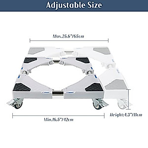 MYFULLY Adjustable Movable Furniture Dolly Roller Base, Multi-Functional Mobile Base for Dryer, Washing Machine and Mini Refrigerator Stand Moving Cart (4 Wheels)