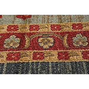 Unique Loom Fars Collection Modern Medallion Tribal Design with Natural Hues Area Rug, 9 ft x 12 ft, Light Blue/Navy Blue