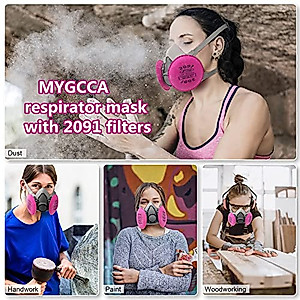 Reusable Respirator, MYGCCA Dust Respirator with Filter 2091 for Painting, Epoxy Resin, Asbestos, Particulate, Sanding, Machine Polishing and Other Work