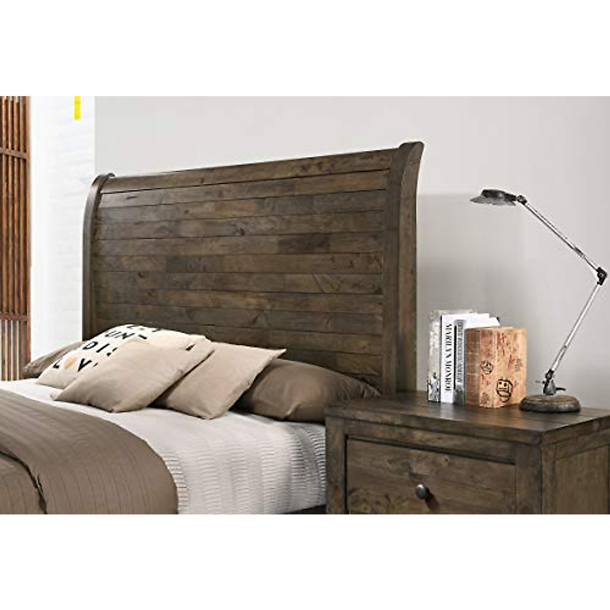 Roundhill Furniture Pavita Sleigh, Queen, Classic Gray