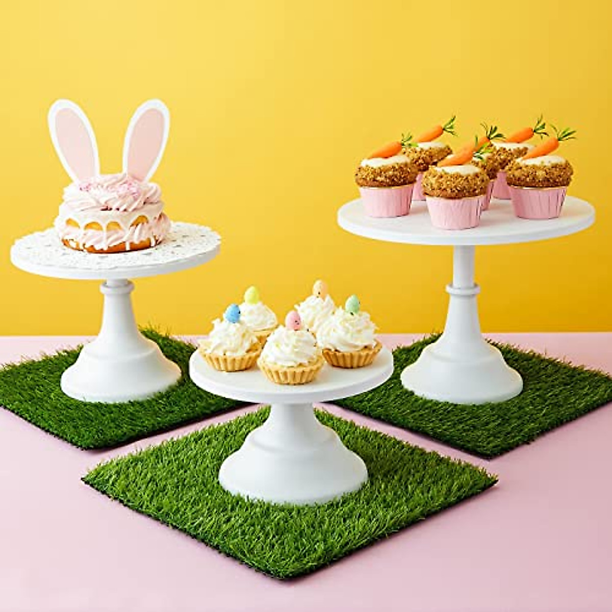 Juvale 4-Pack Artificial Grass Mats - Faux Grass, Fake Turf Panels for Wall, Balcony, Patio, Outdoor Decor (12x12 in)